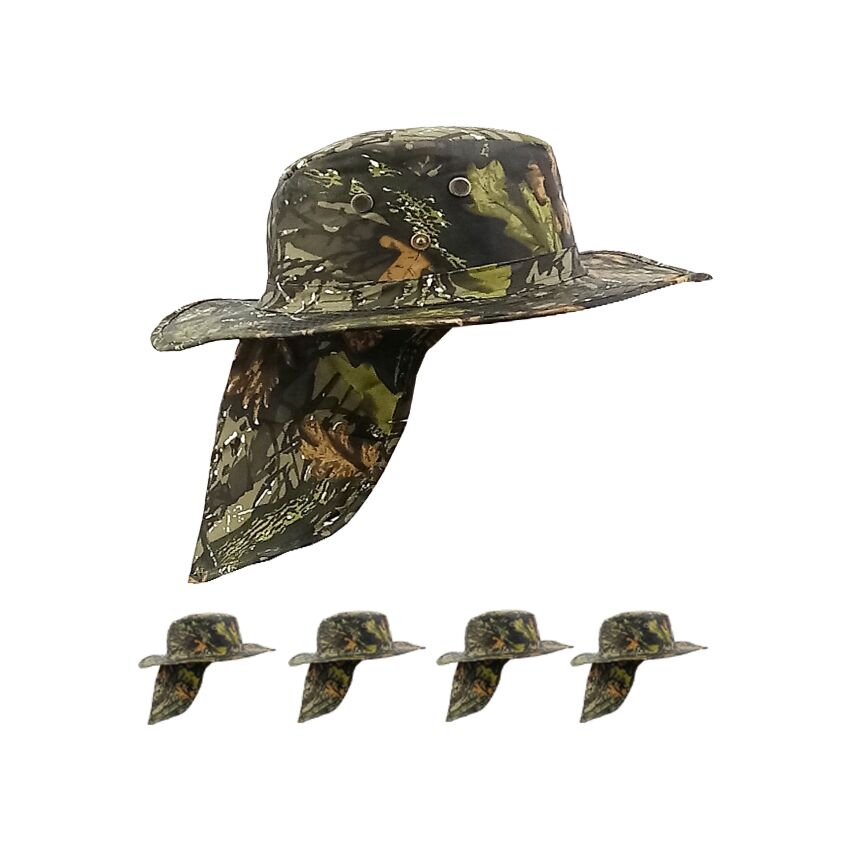 Bulk Camouflage Boonie Hat for Men - Dry Leaf Pattern with Neck Flap