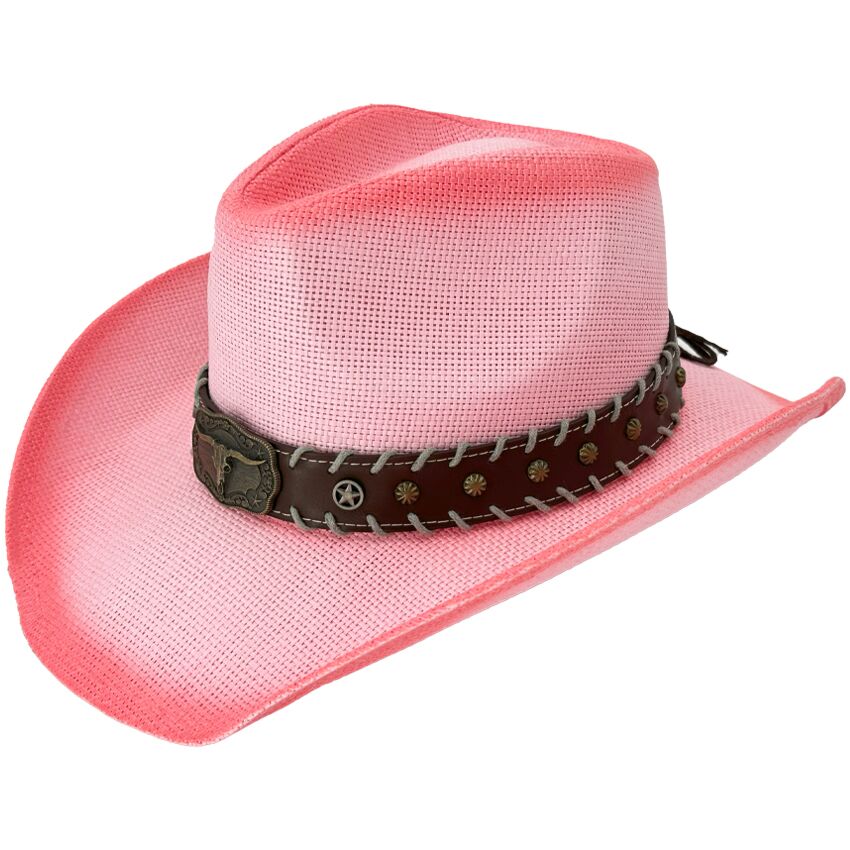 Wholesale Pink Cowboy Hats with Bull Laced Band