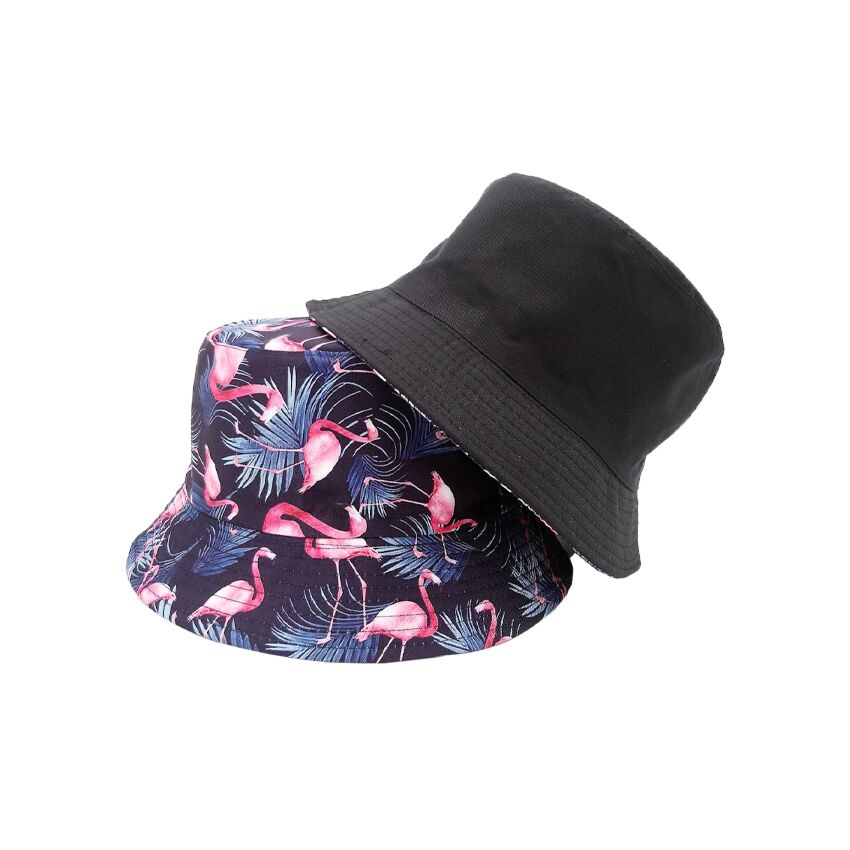 Bulk Flamingos Print Reversible Bucket Hat