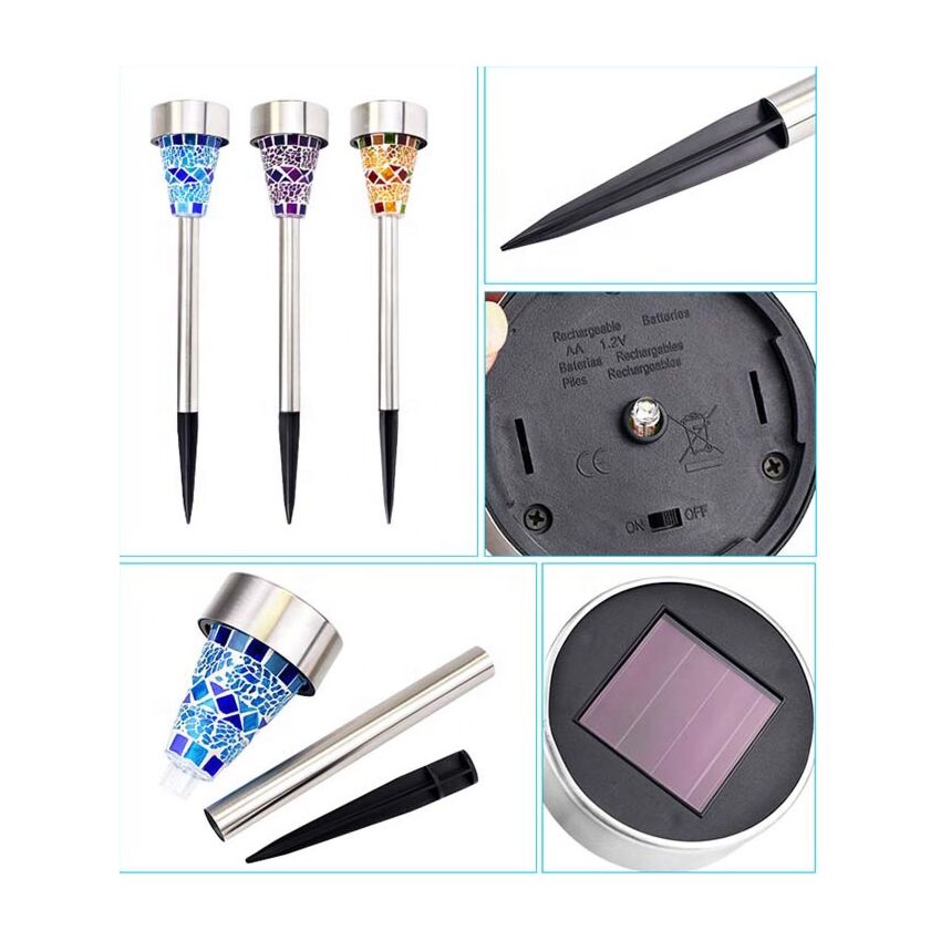 Mosaic Solar Lights Wholesale - Blue, Yellow and Purple