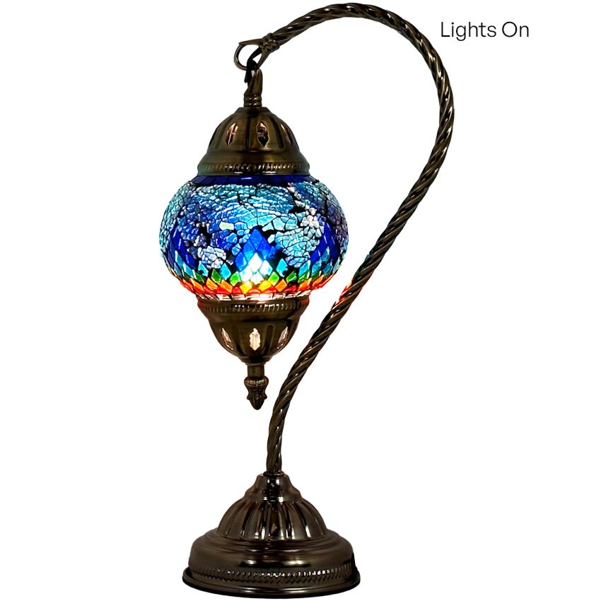 Bulk Atlantis Rainbow Mosaic Lamps - Swan Neck Style