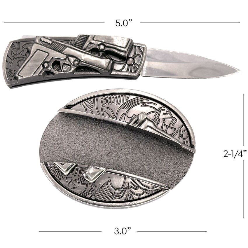 Crossed Guns Knife Belt Buckle - Buy in Bulk & Save