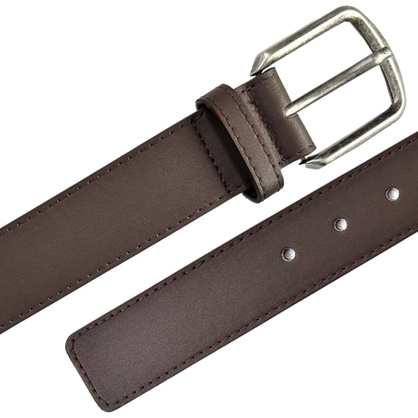 Wholesale Plain Dark Brown colored Square Tip Men's Belt. Buy in Bulk!