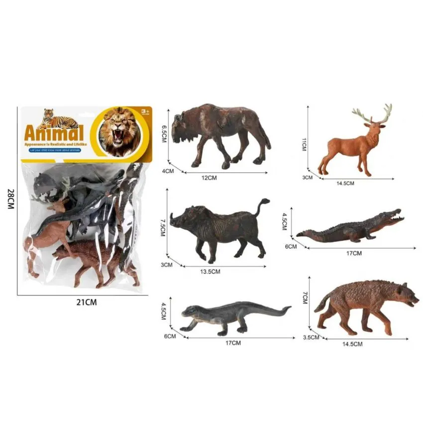 Dozen Wholesale Forest Wildlife Figures - Deer, Boar & Crocodile | 6 P