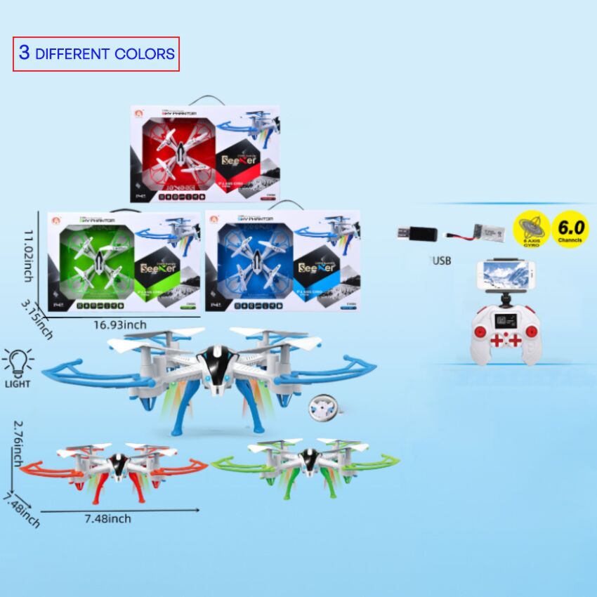 Bulk Toy Drones - Blue, Green and Red Drone Set