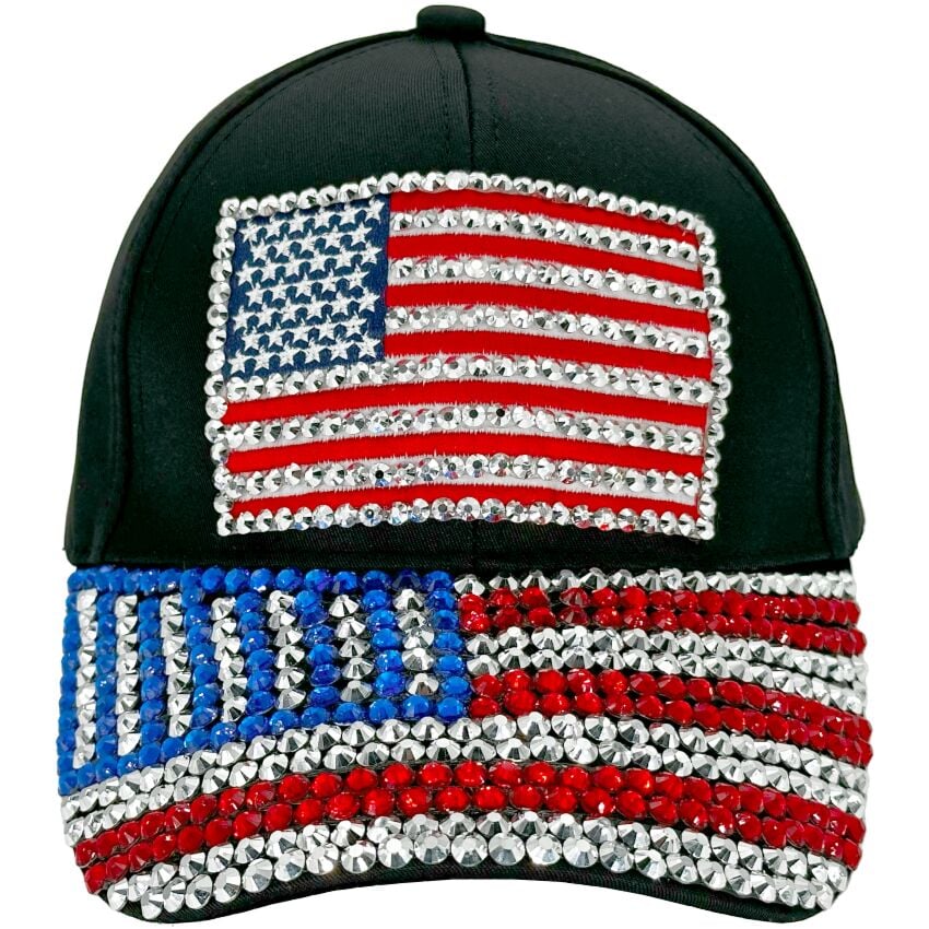 Wholesale Rhinestone Caps - USA Flag Baseball Caps