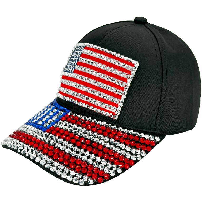 Wholesale Rhinestone Caps - USA Flag Baseball Caps