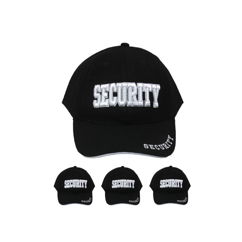 Bulk SECURITY Embroidered Black Baseball Cap - Adjustable