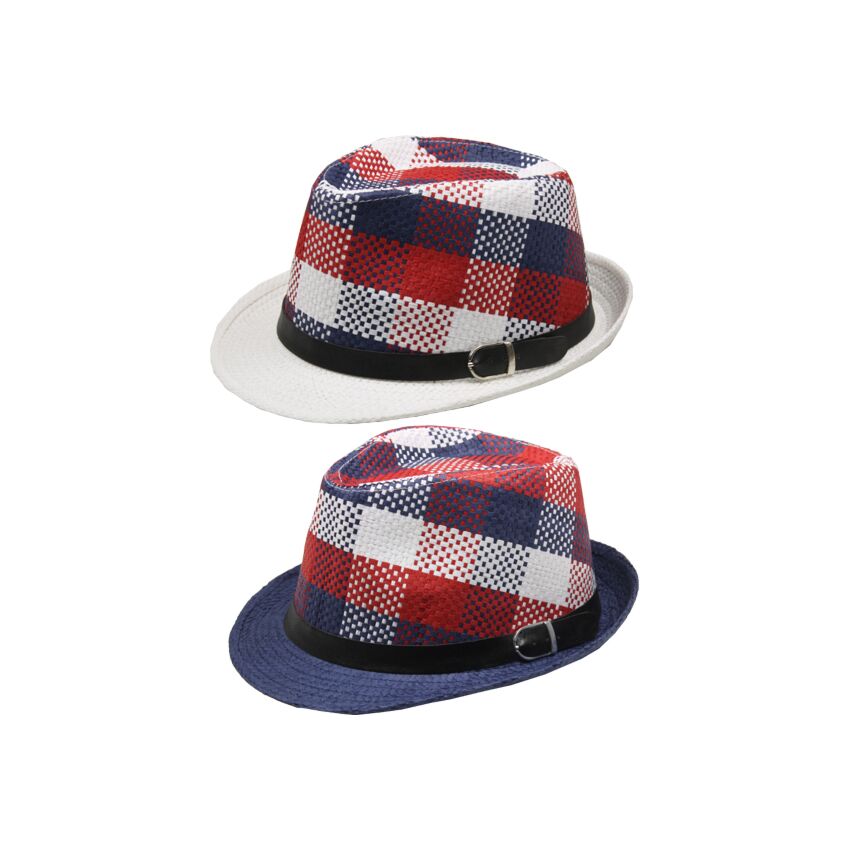 Wholesale Checkered Mix Color Trilby Fedora Hat Set