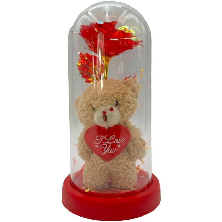 Light up Roses Wholesale - Plush Bear and Red Rose