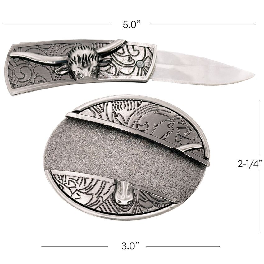 Long Horns Bull Knife Belt Buckle - Buy in Bulk
