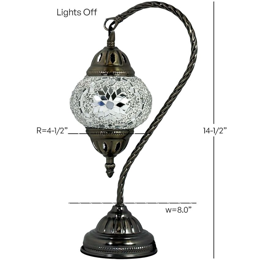 Wholesale White Flower Mosaic Table Lamps - Swan Neck