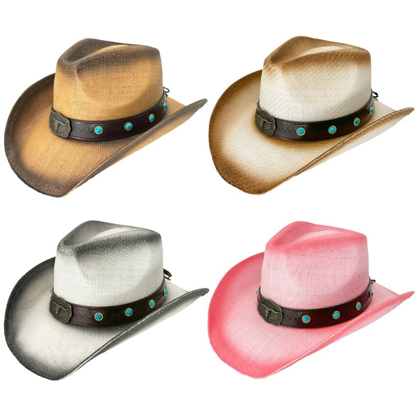 Wholesale Paper Straw Mixed-color Western Cowboy Hat