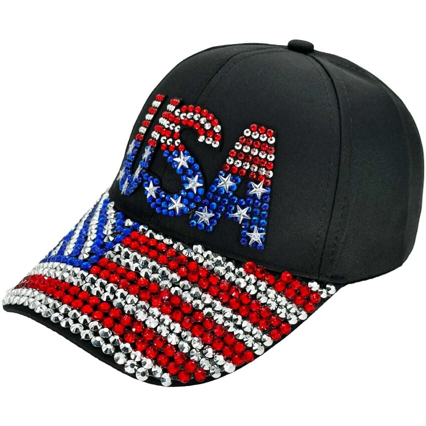 Wholesale Rhinestone Caps - USA Flag Baseball Caps