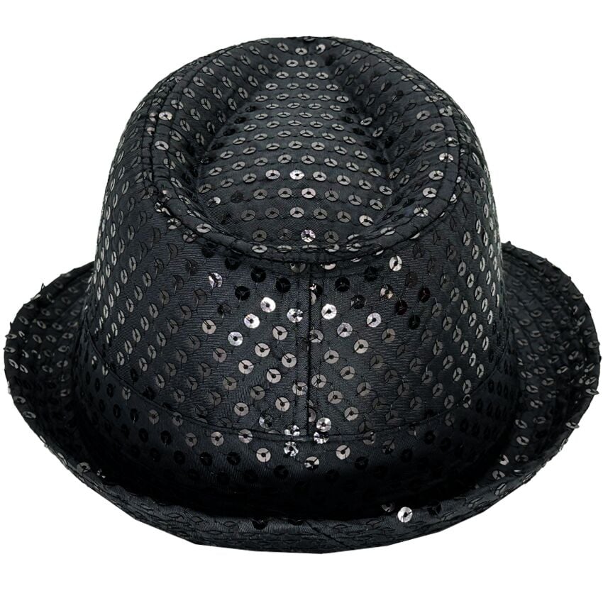 Wholesale Sparkling Black Sequin Trilby Fedora Hat