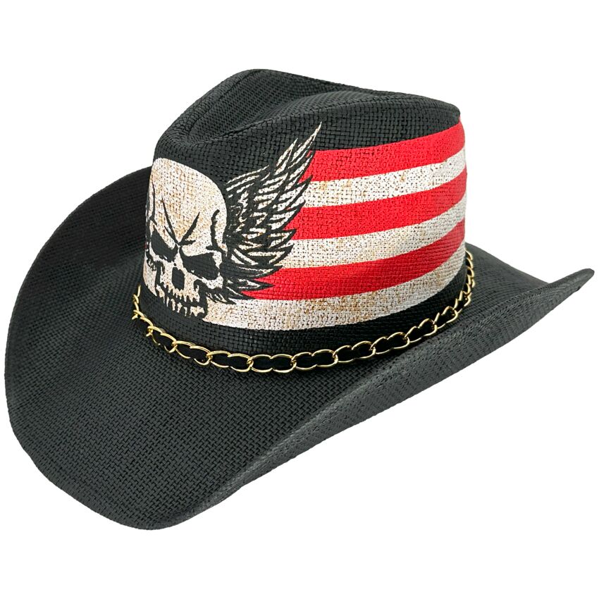 Wholesale USA Flag Skull Wing Toyo Western Cowboy Hat