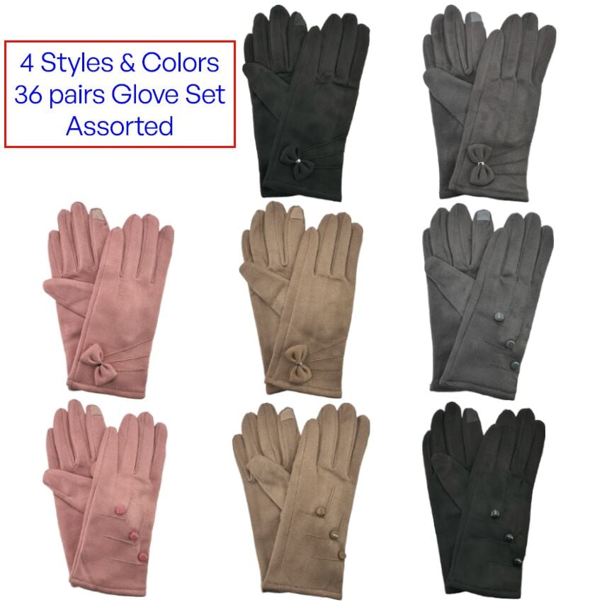 Wholesale Gloves for Women - 4 Different Color Ladies Gloves
