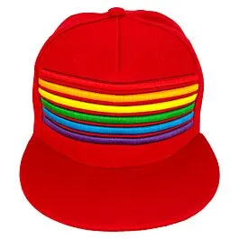 Red Rainbow Strip Adjustable Snapback Cap - Wholesale