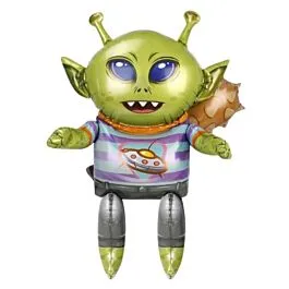 Globos de aluminio con diseño de extraterrestre sonriente verde, opcio