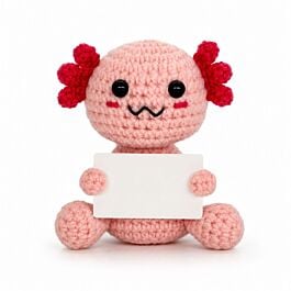 Pink Axolotl Doll - Crochet Amigurumi with Message Card