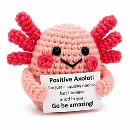 Positive Axolotl - Crochet Axolotl Doll with Encouragement Card