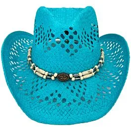 Wholesale Turquoise Straw Cowboy Hats – Beaded Band