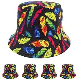 Wholesale Multicolor Feathers Pattern Bucket Hat